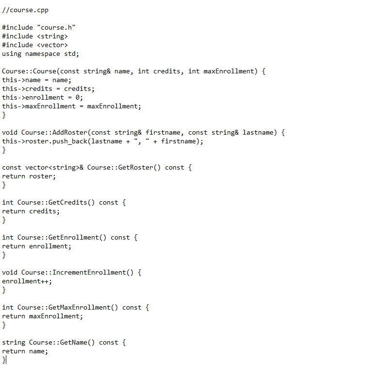 Solved PLEASE DO NOT USE STUCTS!PLEASE USE THE h. AND cpp | Chegg.com