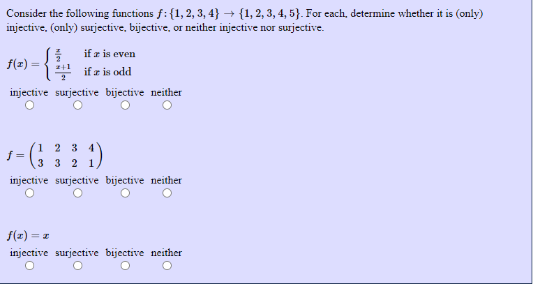 Solved Consider the following functions f:{1, 2, 3,4} + {1, | Chegg.com