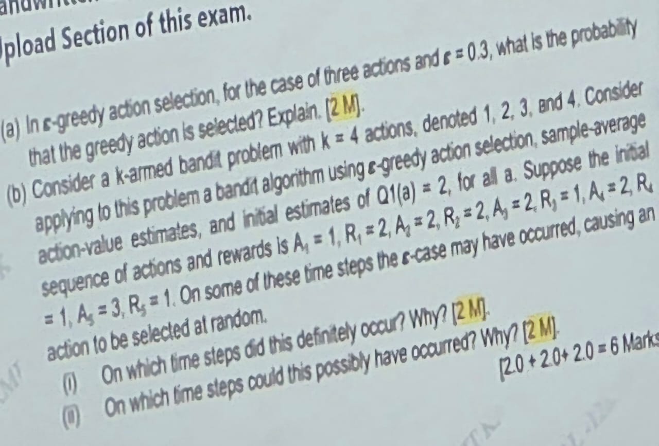 Solved (a) ﻿In s-greedy action selection, tor the case of | Chegg.com