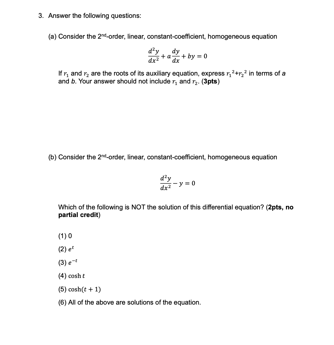 Solved 3. Answer the following questions: (a) Consider the | Chegg.com