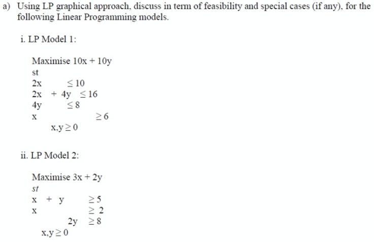 Solved a) Using LP graphical approach, discuss in term of | Chegg.com