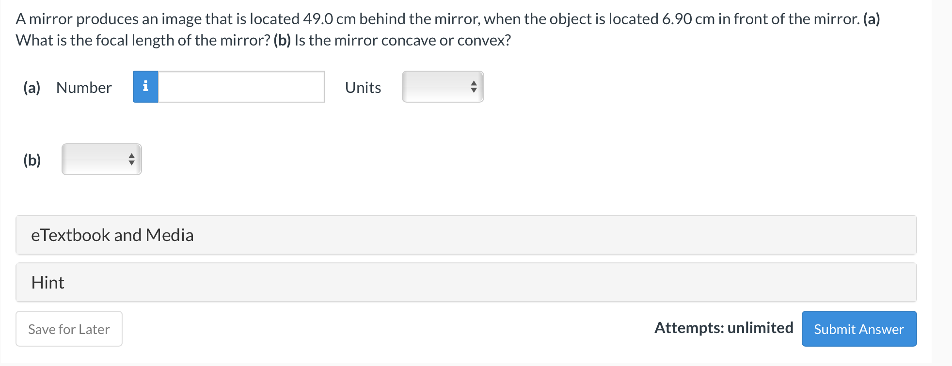 Solved Amirror produces an image that is located 49.0 cm | Chegg.com