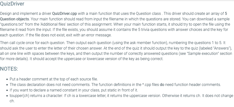 Solved end. Question class Design and implement a class | Chegg.com