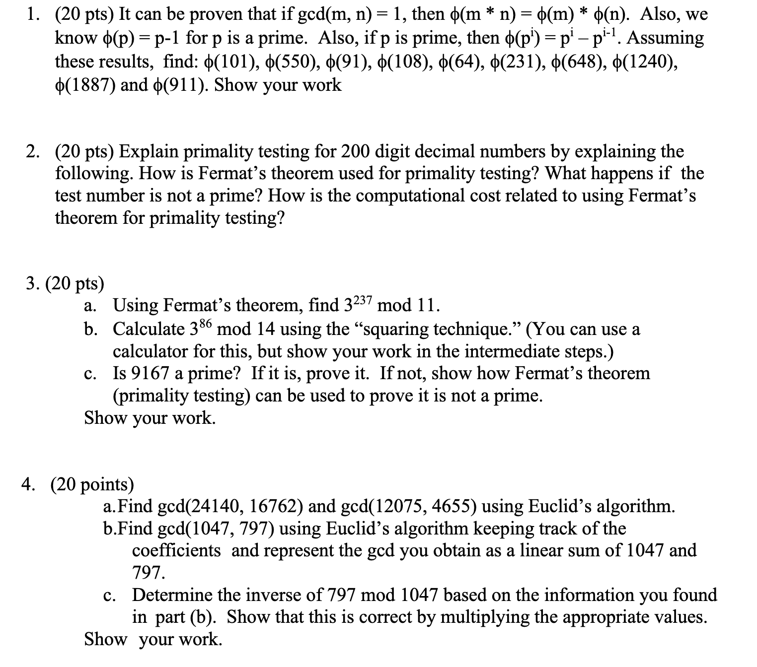 (20pts) ﻿It can be proven that if gcd(m,n)=1, ﻿then | Chegg.com