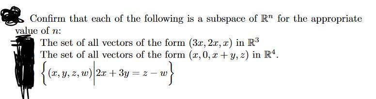 Solved Confirm that each of the following is a subspace of | Chegg.com
