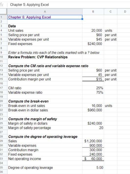 Solved Chapter 5: Applying Excel 1 Chapter 5:Applying Excel | Chegg.com