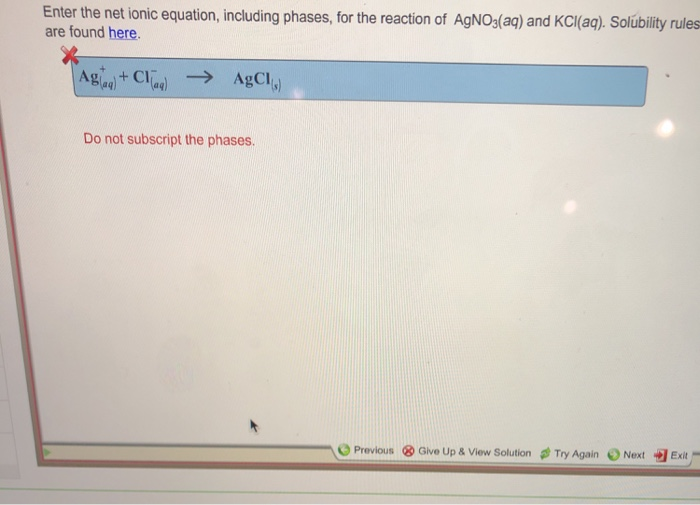 Solved Enter the net ionic equation, including phases, for | Chegg.com