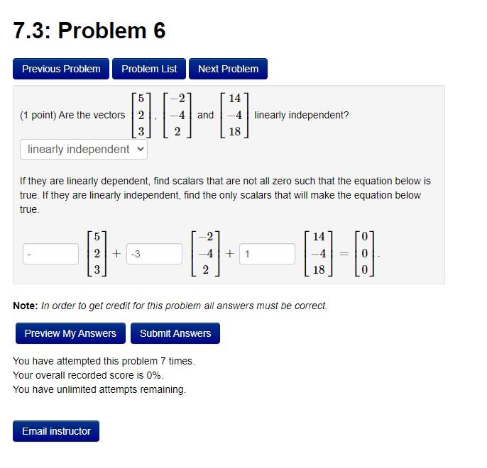 Solved (1 point) Are the vectors ⎣⎡523⎦⎤,⎣⎡−2−42⎦⎤ and | Chegg.com
