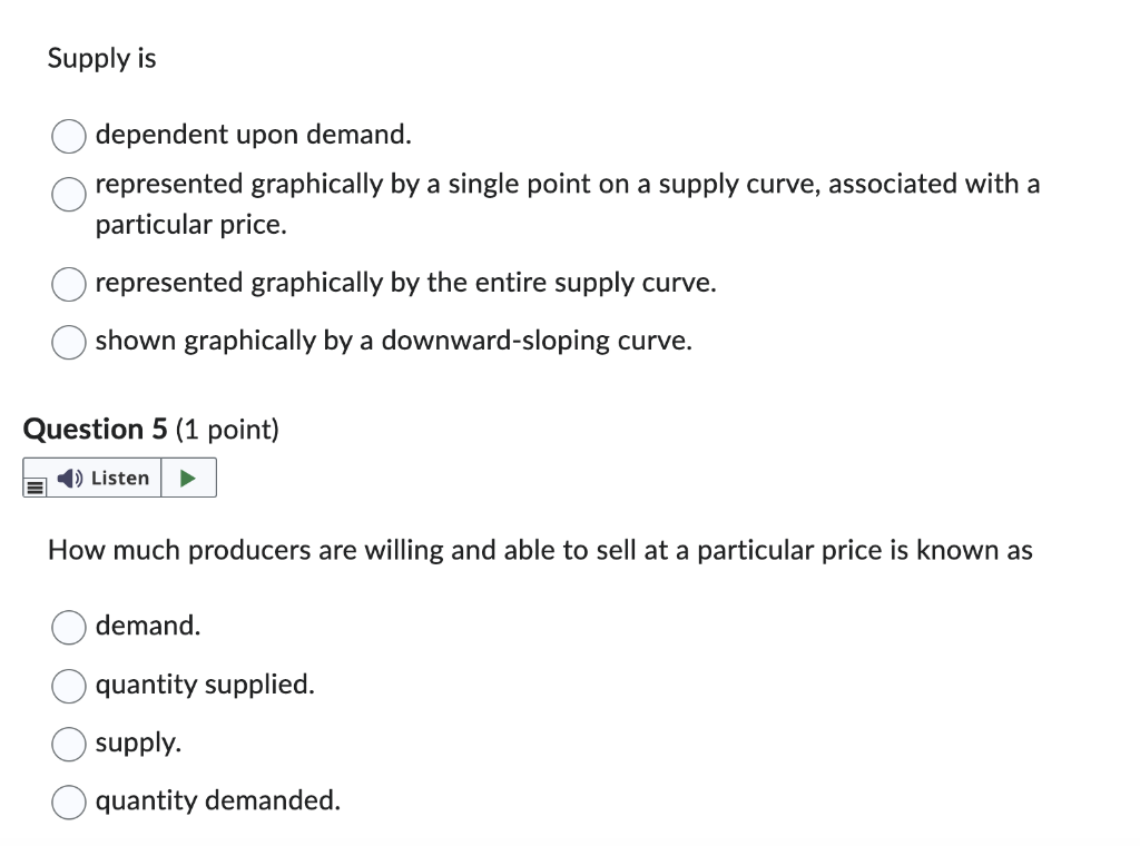 Solved Supply is dependent upon demand. represented | Chegg.com