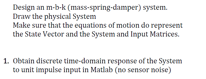 Design an m-b-k (mass-spring-damper) system. Draw the | Chegg.com