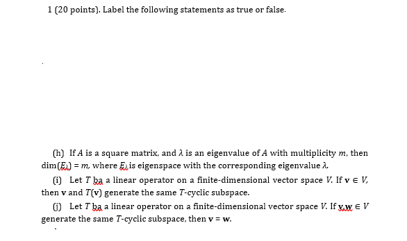 Solved This is a linear algebra problem. Please provide | Chegg.com