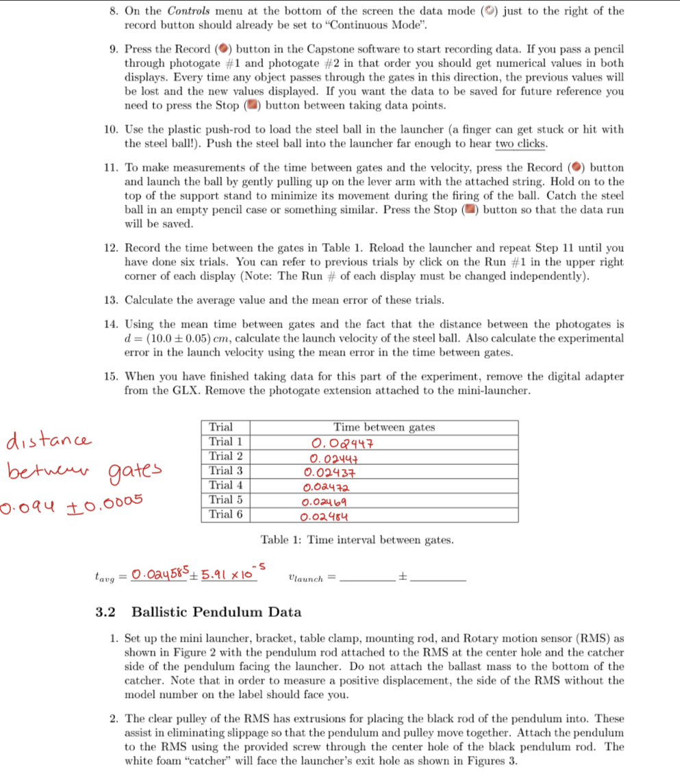 Figure 1: Photogate setup for velocity measurement 2. | Chegg.com