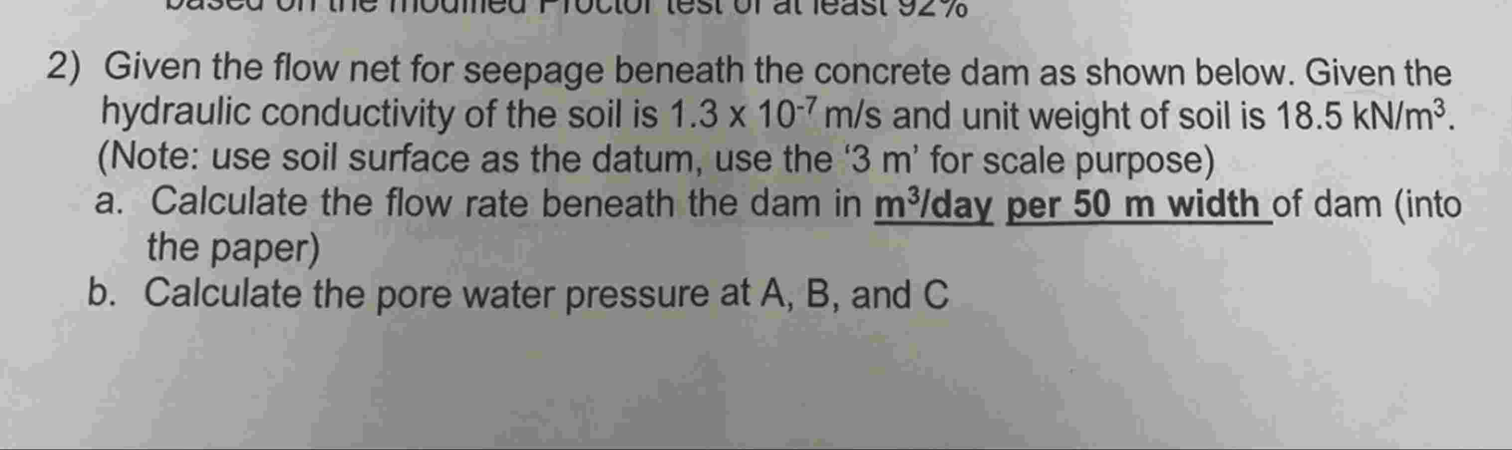 Given the flow net for seepage beneath the concrete | Chegg.com