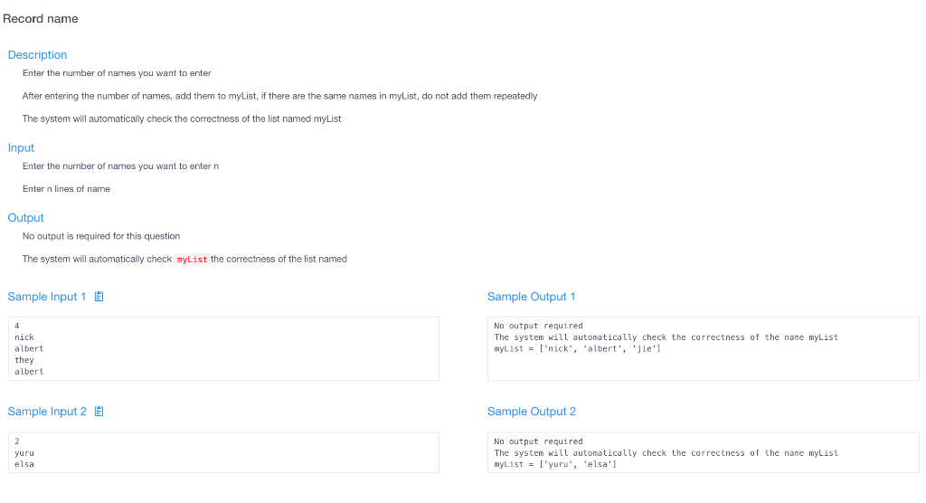 Solved Record name Description Enter the number of names you | Chegg.com