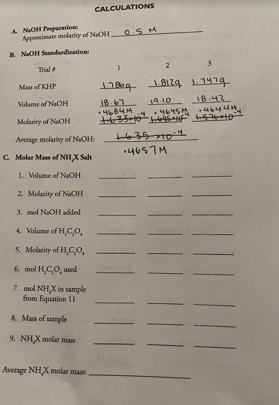 A. NaOH Preparation Volume of concentrated NaOH | Chegg.com