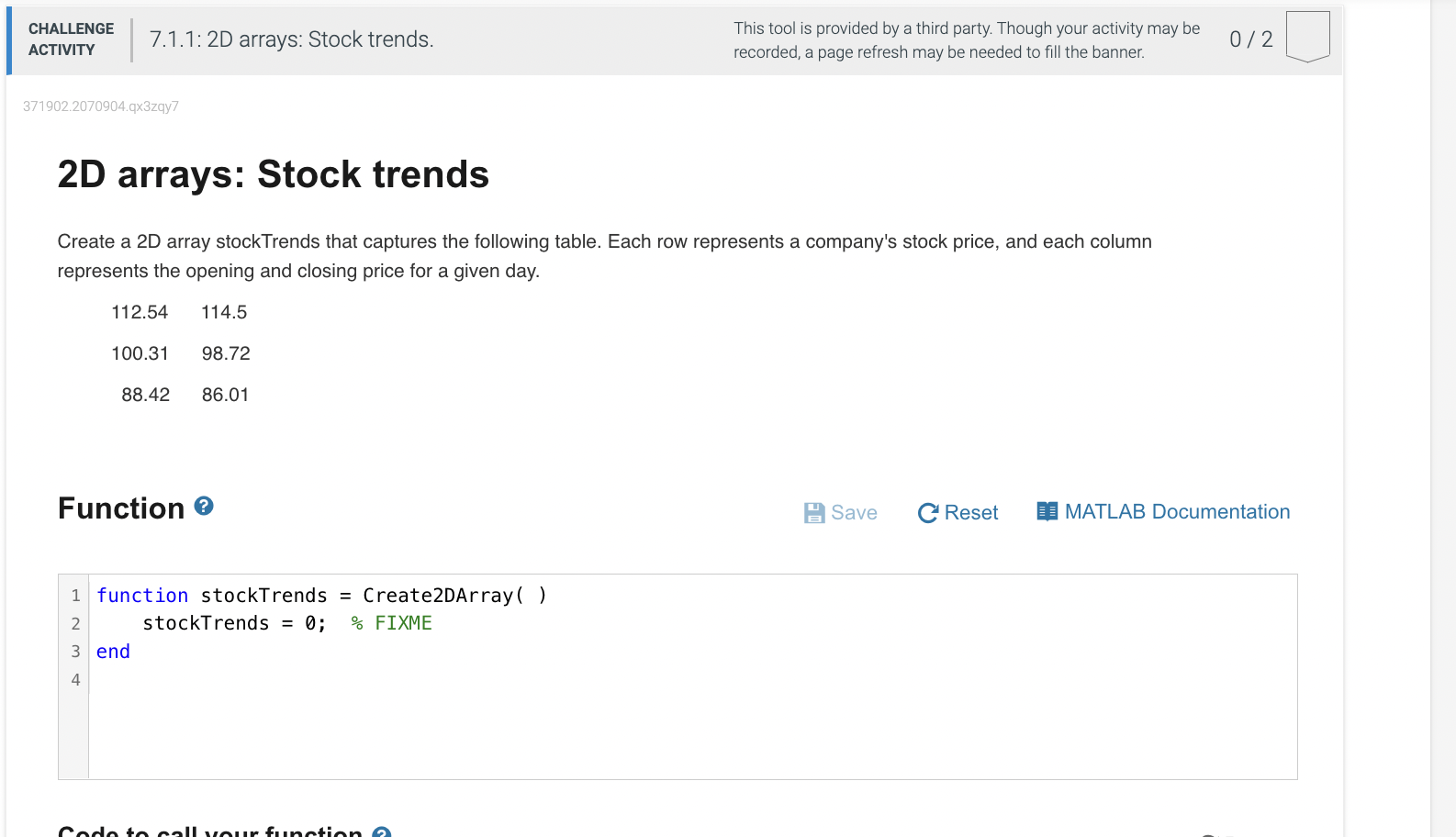 Solved CHALLENGE ACTIVITY 7.1.1: 2D arrays: Stock trends. | Chegg.com
