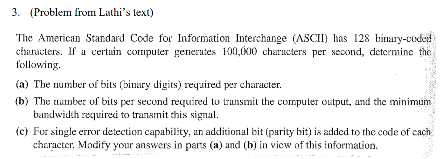 Solved 3. (Problem from Lathi’s text) The American Standard | Chegg.com
