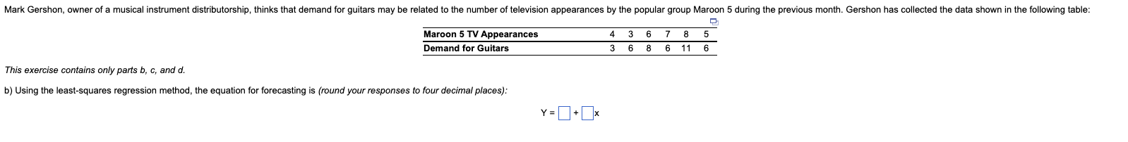 Solved Y=This exercise contains only parts b,c, and d. b) | Chegg.com
