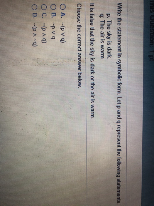 Solved Let p, q, and r represent the following simple | Chegg.com