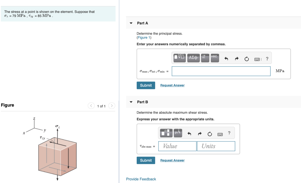 Solved The stress at a point is shown on the element. | Chegg.com