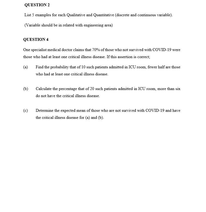 Solved QUESTION 2 List 5 examples for each Qualitative and | Chegg.com