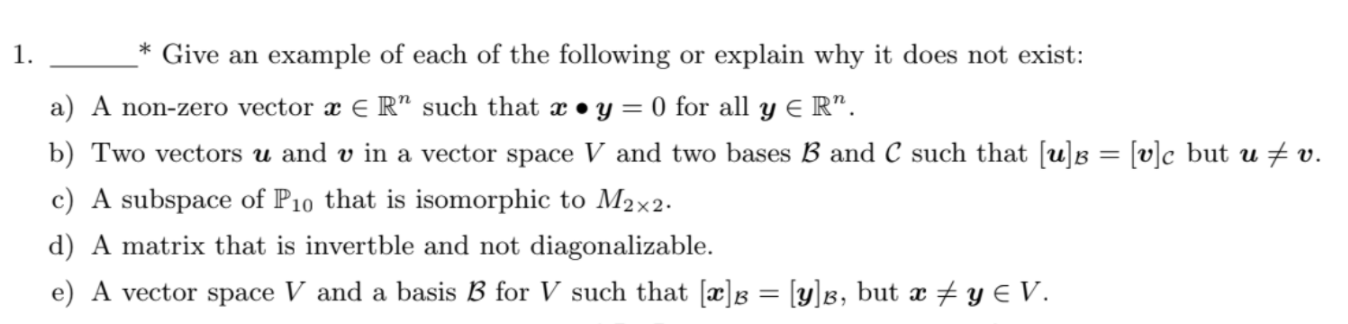 Solved 1. * Give an example of each of the following or | Chegg.com