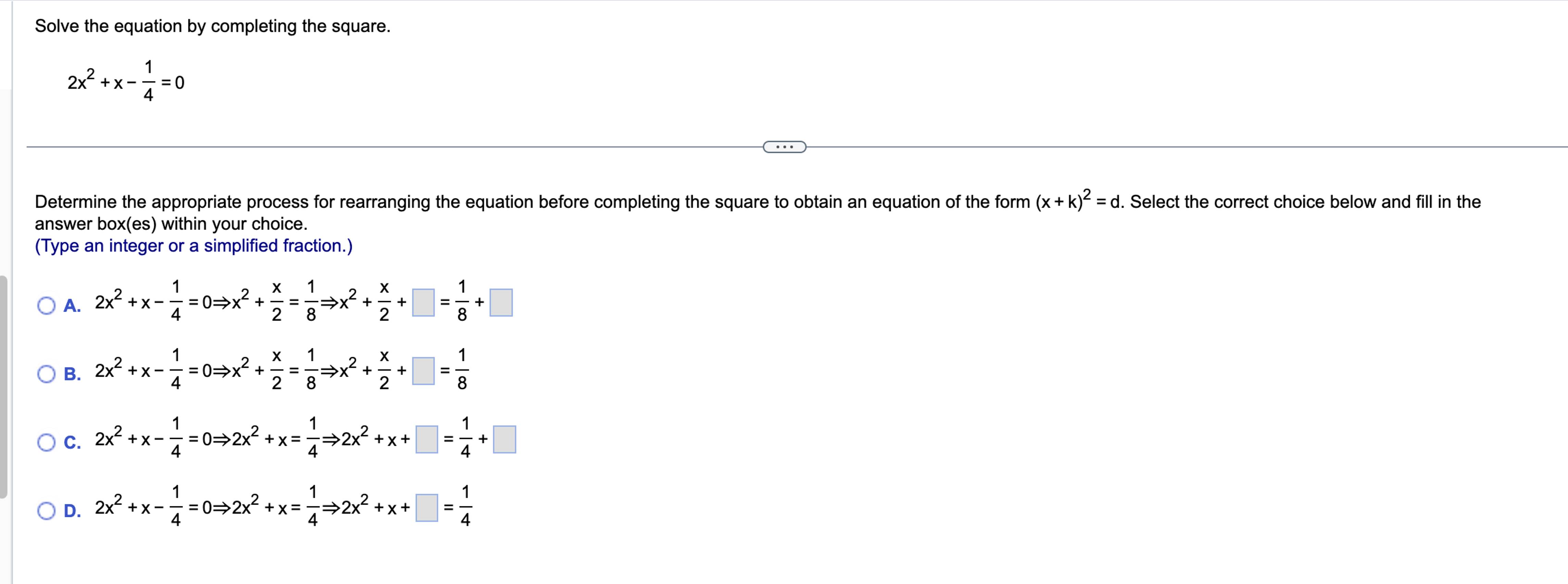 Solved 2x2+x-14=0Determine the appropriate process for | Chegg.com