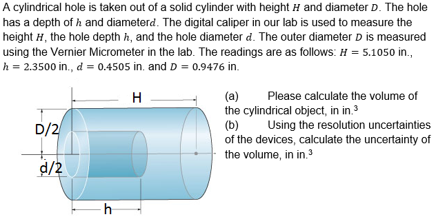 Solved A cylindrical hole is taken out of a solid cylinder | Chegg.com