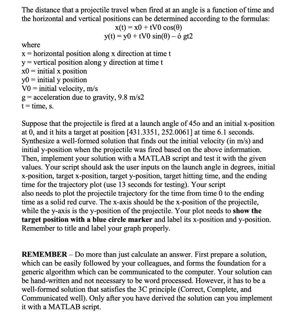 Solved The distance that a projectile travel when fired at | Chegg.com