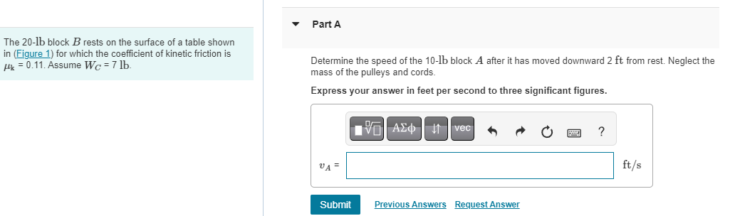 Solved The 20 -lb block B rests on the surface of a table | Chegg.com