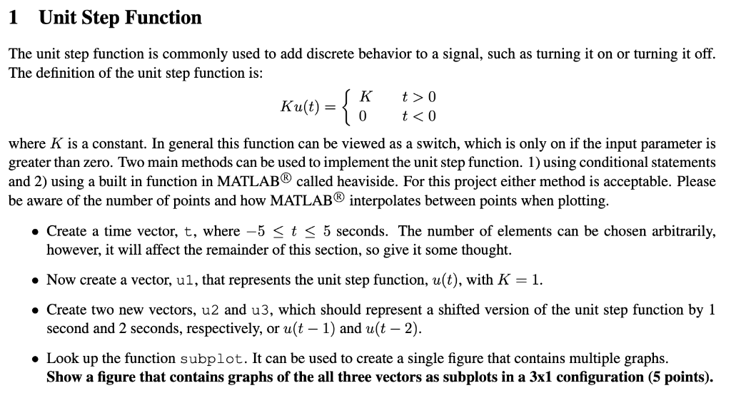 Solved 1 Unit Step Function The Unit Step Function Is Chegg