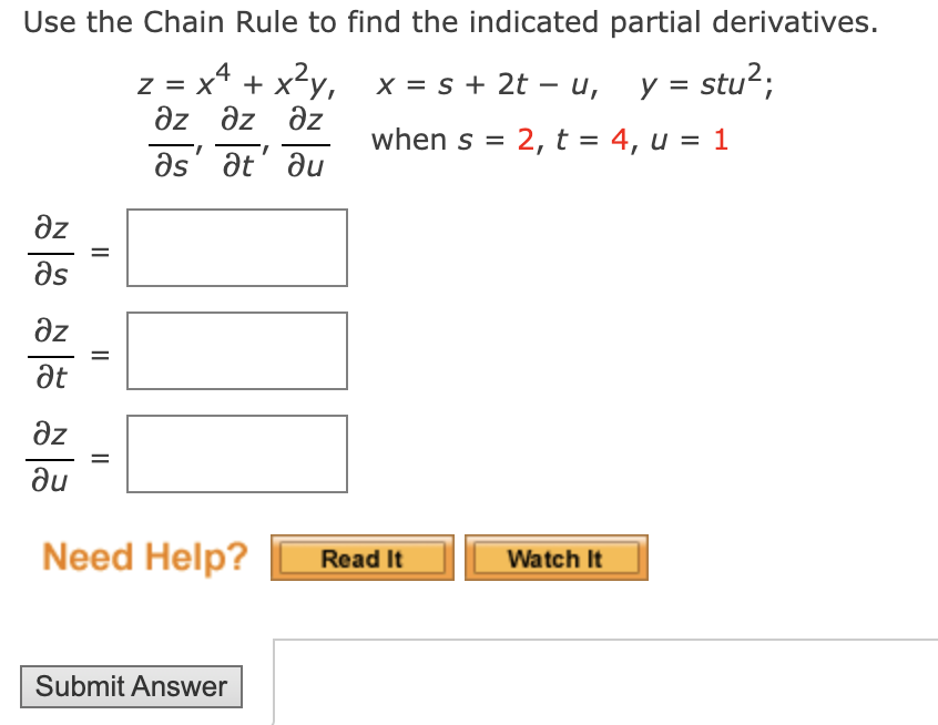 Solved Use the Chain Rule to find the indicated partial | Chegg.com