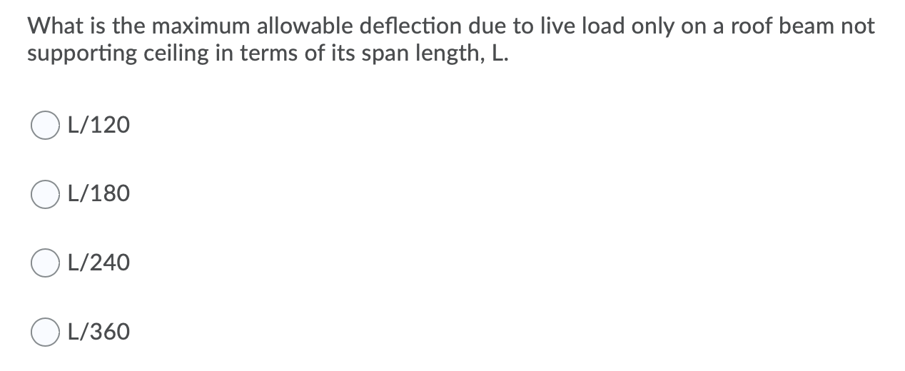 Solved What is the maximum allowable deflection due to live | Chegg.com