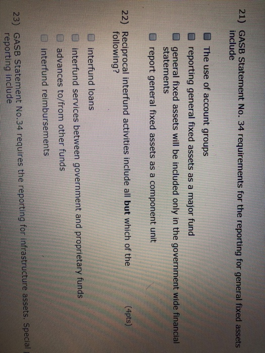 Solved 21) GASB Statement No. 34 requirements for the | Chegg.com