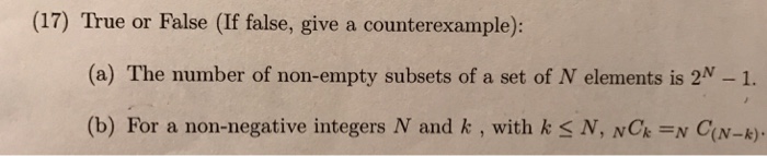 Solved True or False (If false, give a counterexample): (a) | Chegg.com