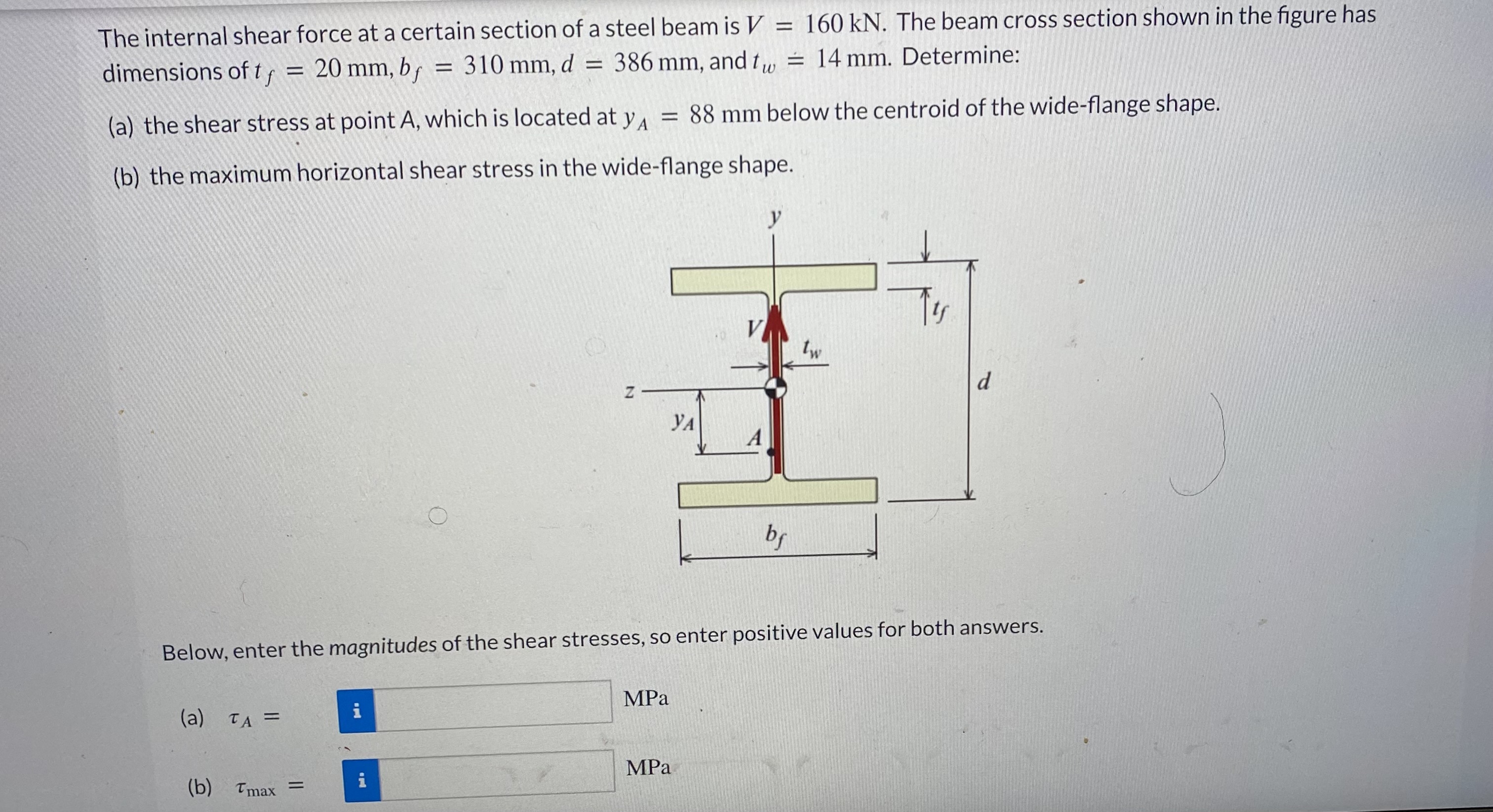 Solved The internal shear force at a certain section of a | Chegg.com