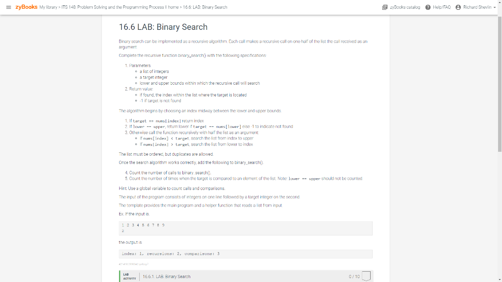 Solved Dinary search can be implemented as a recursive | Chegg.com