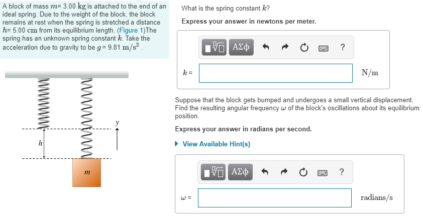 Solved: A Block Of Mass M- 3.00 Kg Is Attached To The End ... | Chegg.com