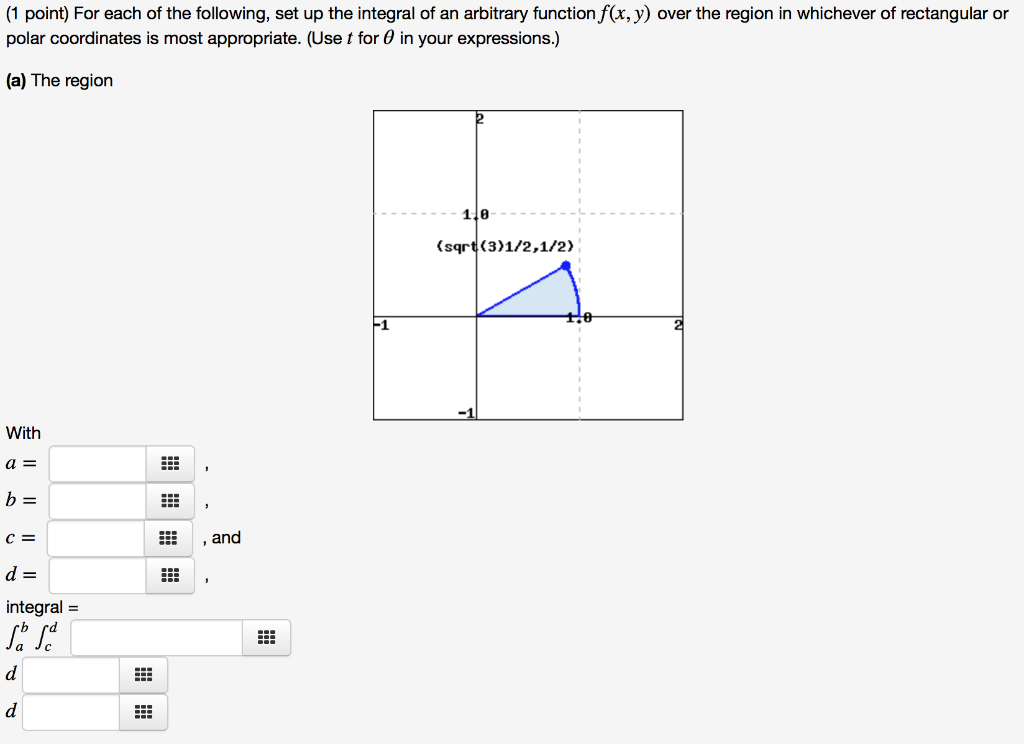 Solved (1 point) For each of the following, set up the | Chegg.com