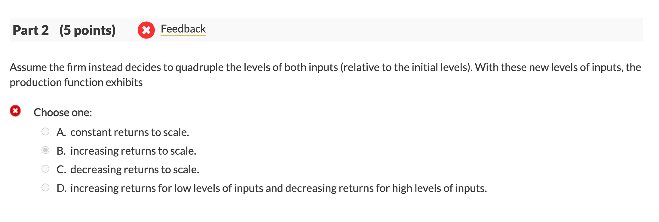 Solved Part 1 (5 points) X Feedback Afirm's production | Chegg.com