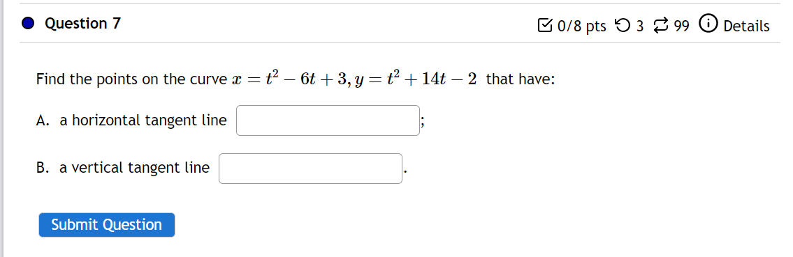 Solved Find the points on the curve x=t2−6t+3,y=t2+14t−2 | Chegg.com