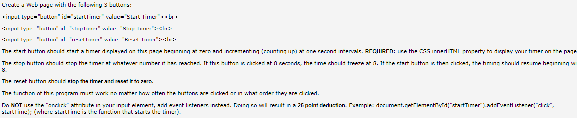 Solved Create a Web page with the following 3 buttons: | Chegg.com