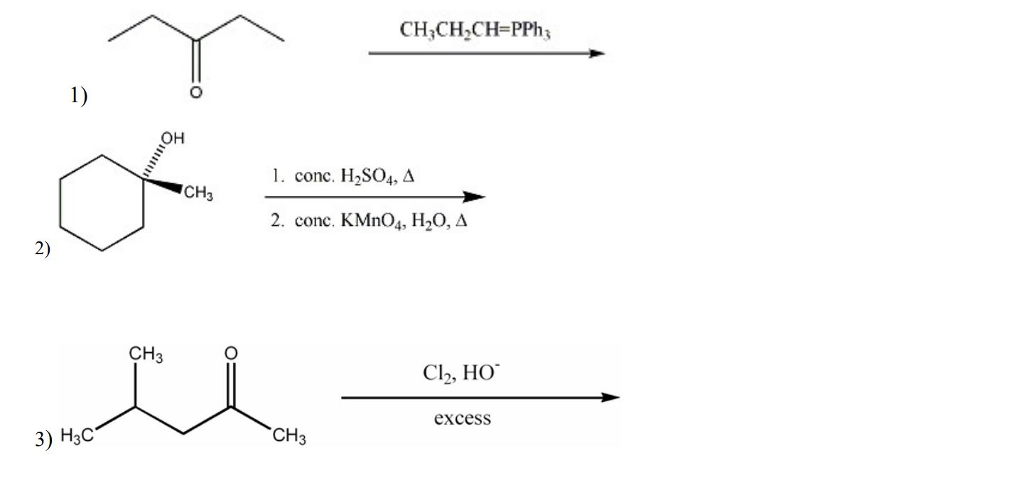 Solved CH,CH-CH=PPh 1) он 1. conc. H2SO4, CH3 2, conc. | Chegg.com