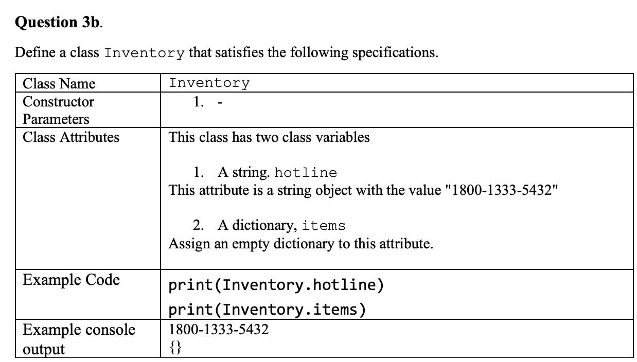 Solved [PYTHON] Hello how can I do this Question 3b. Define | Chegg.com