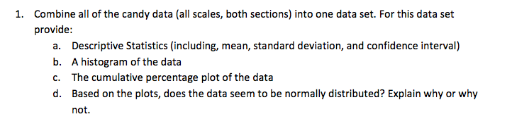 Combine all of the candy data (all scales, both | Chegg.com