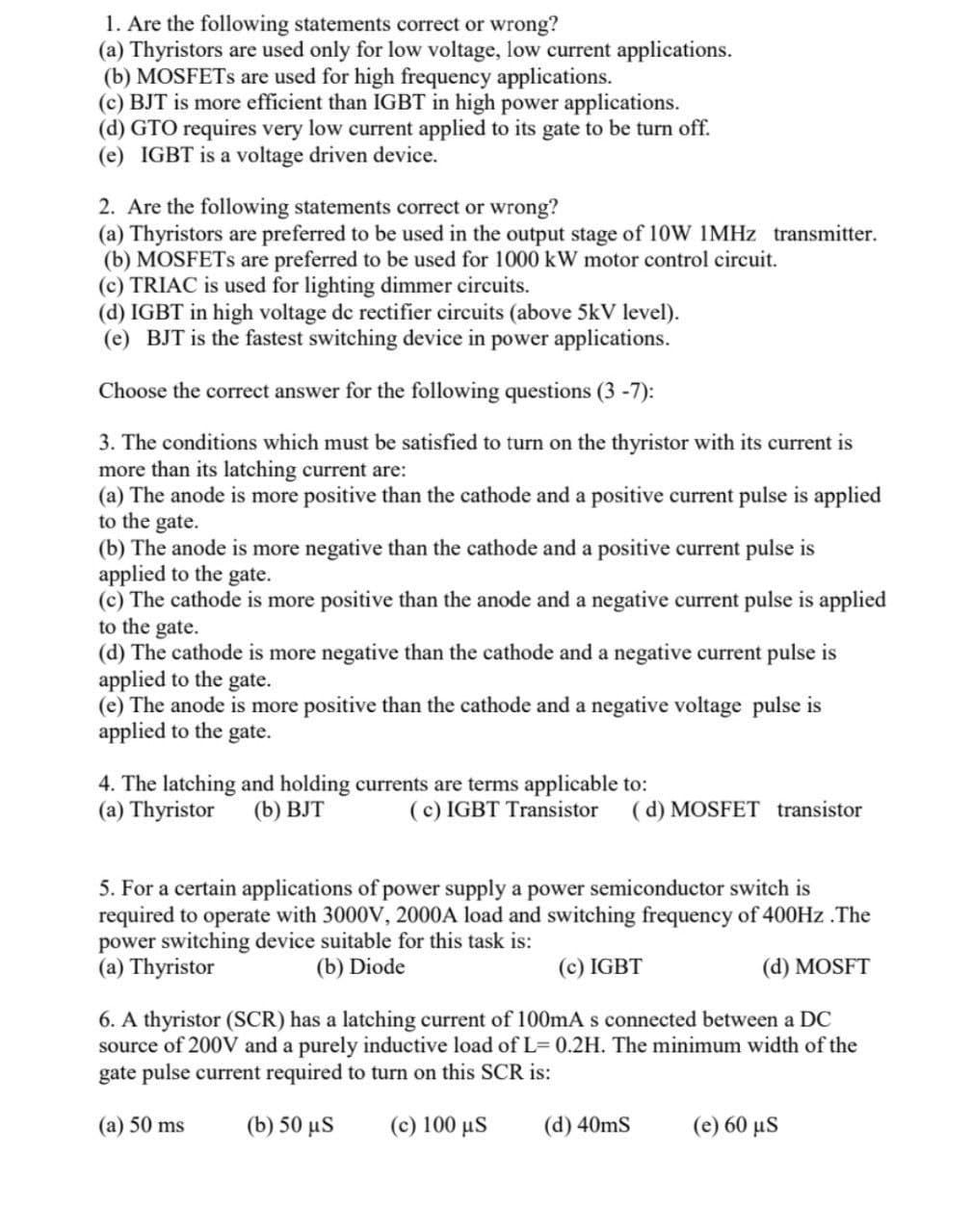 Solved 1. Are the following statements correct or wrong? (a) | Chegg.com