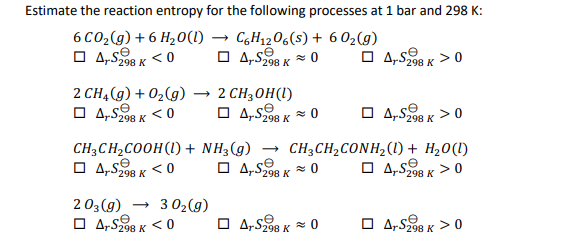 Solved Estimate the reaction entropy for the following | Chegg.com