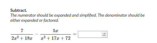 Solved Subtract. The numerator should be expanded and | Chegg.com