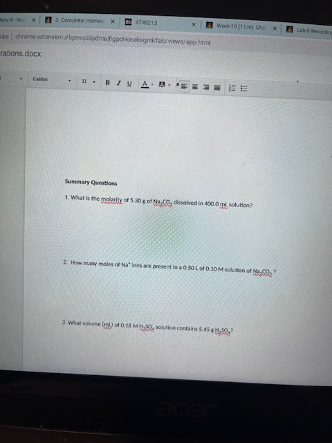 Solved A) 100 mL solution of sodium chloride, NaCl, | Chegg.com