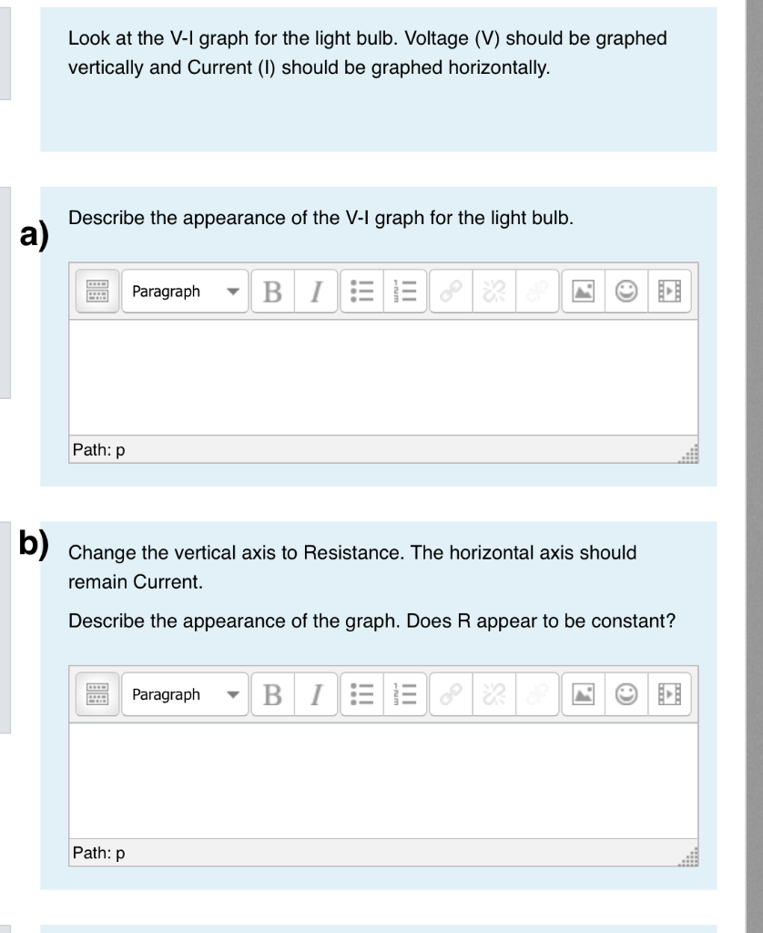 Look at the V-1 graph for the light bulb. Voltage (V) | Chegg.com